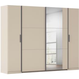 Schwebet&uuml;renschrank Rauch "Kleiderschrank Dreht&uuml;renschrank Schrank Garderobe KRONACH", champagner, griffleisten grau, mit 1 spiegel, B:268cm H:210cm T:59cm, Holzwerkstoff, Schr&auml;nke, Schwebet&uuml;renschrank, Kombischrank optional mit 1 oder 2 Spiegel viele B&ouml;den MADE IN GERMANY