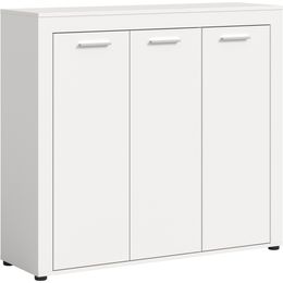 Schuhschrank Home Affaire "AOSTA, H&ouml;he 108cm, 3 T&uuml;ren, 10 Einlegeb&ouml;den, 12 F&auml;cher", wei&szlig;, B:120cm H:108cm T:37cm, Holzwerkstoff, Schr&auml;nke, Schuhschrank, Kommode, Schrank, Sideboard, Flurkommode, Anrichte, Garderobenschrank