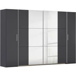 Schwebet&uuml;renschrank Rauch "Kleiderschrank Dreht&uuml;renschrank Schrank Garderobe KRONACH", graumetallic, griffleisten alu, mit 2 spiegel, B:311cm H:210cm T:59cm, Holzwerkstoff, Schr&auml;nke, Schwebet&uuml;renschrank, Kombischrank optional mit 1 oder 2 Spiegel viele B&ouml;den MADE IN GERMANY