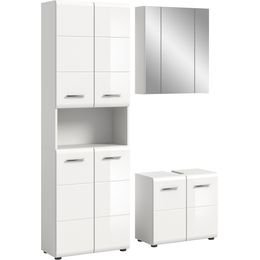 Badm&ouml;bel-Set Welltime "FLORENZ, 3-teilige Badkombination, hochwertige MDF-Front", wei&szlig; (wei&szlig;, wei&szlig; hochglanz), B:135cm H:185cm T:32cm, Holzwerkstoff, MDF, Kastenm&ouml;bel-Sets, Badm&ouml;bel-Set, Bad-Kombination, Bad-M&ouml;bel, Badezimmer, Kombination, Kombi