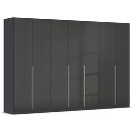 Dreht&uuml;renschrank OTTO HOME "Kleiderschrank Schrank Garderobe AGORDO Schlafzimmer", grau (graumetallic, effektgrau hochglanz), B:315cm H:210cm T:54cm, Holzwerkstoff, Schr&auml;nke, Dreht&uuml;renschrank, durchdachte Innenausstattung, in 8 Breiten und 2 H&ouml;hen MADE IN GERMANY, Topseller