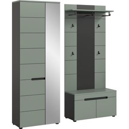 Garderoben-Set Home Affaire "REHAT, TOPSELLER, 3-teilig, Breite 160 cm, individuell erweiterbar", basalt grau, smoke gr&uuml;n, FSC-zertifizierter Holzwerkstoff, Kastenm&ouml;bel-Sets, Garderobenkombination, Kombination, Set, Flurgarderobe, Diele