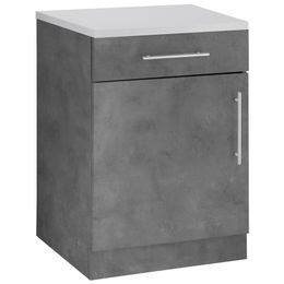 Wiho-K&uuml;chen Unterschrank WIHO K&Uuml;CHEN "Cali", grau (front und korpus: betonfarben, arbeitsplatte: canvas grau), B:60cm H:85cm T:60cm, Schr&auml;nke, Unterschrank, 60 cm breit