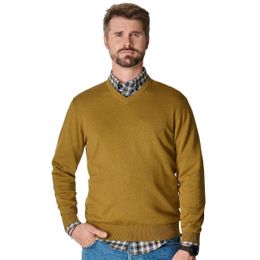 Strickpullover Casamoda "Casamoda Pullover uni", Herren, Gr. L, gelb, 100% Baumwolle, Pullover Strickpullover