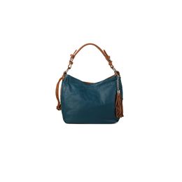 Giulia Monti Schultertasche Dunkel T&uuml;rkis Goldbraun