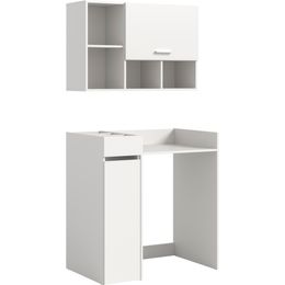 Badm&ouml;bel-Set Welltime "FALAS, 3-teilig, Hauswirtschaftsraum Set, Breite 95 cm", wei&szlig; nb, B:95cm H:195cm T:60cm, Holzwerkstoff, Kastenm&ouml;bel-Sets, Badm&ouml;bel-Set, Kombination, Waschmaschinenumbau, Waschmaschinenschrank, W&auml;schekammer