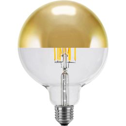 Segula LED-Leuchtmittel "LED Globe 125 Spiegelkopf Gold", Energieeffizienz: F (A-G), gold (goldfarben), L:18cm &Oslash;:12,5cm, Leuchtmittel, dimmbar, E27, Globe 125 Spiegelkopf, 2700K