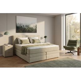 Jockenh&ouml;fer Boxspringbett JOCKENH&Ouml;FER GRUPPE "Amy in Cord", beige (greige 426, 17), L:217cm, Bezug Bett: Cordstoff (100% Polyester);Topper und Matratzenspiegel: 100% Polyester, Komplettbetten, Boxspringbett, mit Bettkasten und Kaltschaum-Topper, erh&auml;ltlich in 120, 140 & 180cm, Topseller