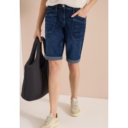 Loose-fit-Jeans Cecil, Damen, Gr. 25, mid blau wash, Jeans, 72% Baumwolle, 25% Polyester, 3% Elasthan, unifarben, kurz, Jeans, mit Wide Legs