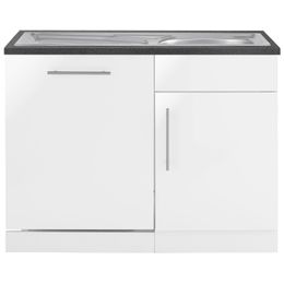 Wiho-K&uuml;chen Sp&uuml;lenschrank WIHO K&Uuml;CHEN "Cali", wei&szlig; (front: wei&szlig; glanz, korpus: wei&szlig;, arbeitsplatte: granit grau), B:110cm H:85cm T:60cm, Schr&auml;nke, Sp&uuml;lenschrank, 110 cm breit, inkl. T&uuml;r/Sockel f&uuml;r Geschirrsp&uuml;ler