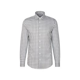Businesshemd Seidensticker "Slim", Herren, Gr. S (38), normale &Auml;rmell&auml;ngen, sage gr&uuml;n, 100% Baumwolle, kariert, slim fit, 2-Knopf-Manschette, Hemden, Slim 1/1 Kentkragen Karo