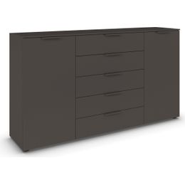 Schubkastenkommode Rauch "Flipp Schubladenkommode W&auml;scheschrank Schrank", grau (graphit), B:180cm H:100cm T:42cm, Holzwerkstoff, Sideboards, 2-t&uuml;rig mit 5 Schubladen und Soft-Close-Funktion in zwei Breiten