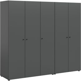Kleiderschrank Home Affaire "BILLINGS, Schlafzimmerschrank, Schrank, Garderobenschrank", grau, B:200cm H:176cm T:51cm, FSC-zertifizierter Holzwerkstoff, Schr&auml;nke, Kleiderschrank, Breite 200cm, grau, 5-t&uuml;rig, inkl. 2 Kleiderstangen und 5 Ablageb&ouml;den
