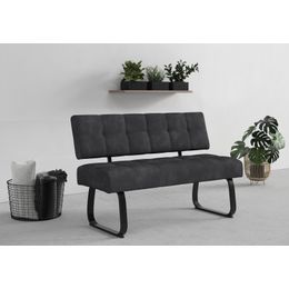Essbank Hela "LUISE I, Sitzbank, Bank", schwarz (vintage anthrazit, schwarz), B:140cm H:90cm T:64cm, Sitzb&auml;nke, Essbank, mit Federkern, extra dicke Polsterung im Sitz und R&uuml;cken, Topseller