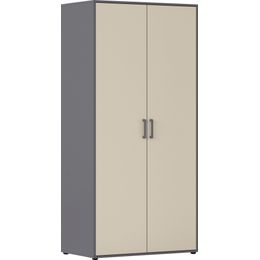 Kleiderschrank Rauch "VOYAGER Garderobe W&auml;scheschrank Schlafzimmer", beige (champagner), graumetallic, griffe graumetallic, B:93cm H:194cm T:53cm, Holzwerkstoff, Schr&auml;nke, Kleiderschrank, mit 2 modernen Griffvarianten, viel Stauraum MADE IN GERMANY