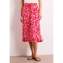 Midirock Street One "Style Emee", Damen, Gr. 40, salsa rot, Web, Obermaterial: 100% Viskose, gebl&uuml;mt, normal 3/4-L&auml;nge, R&ouml;cke, Sommerrock mit Elastikbund und Allover-Print