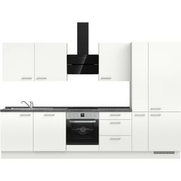 K&uuml;chenzeile Nobilia "Laser II", NEU: individuell anpassbar mit gratis Profi-Beratung", k&uuml;che: wei&szlig;, korpus: alpinwei&szlig;, arbeitsplatte: schwarzbeton nachbildung, B:330,3cm H:216,6cm T:60cm, Komplettk&uuml;chen-Sets, K&uuml;chenzeile, vormontiert, 330 cm breit, optional mit verschiedenen E‑Ger&auml;te-Sets