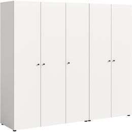Kleiderschrank Home Affaire "BILLINGS, Schlafzimmerschrank, Schrank, Garderobenschrank", wei&szlig;, B:200cm H:176cm T:51cm, FSC-zertifizierter Holzwerkstoff, Schr&auml;nke, Kleiderschrank, Breite 200cm, wei&szlig;, 5-t&uuml;rig, inkl. 2 Kleiderstangen und 5 Ablageb&ouml;den