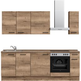 K&uuml;chenzeile Nobilia "Structura I", NEU: individuell anpassbar mit gratis Profi-Beratung", braun (k&uuml;che: braun, korpus: eiche havanna nachbildung, arbeitsplatte: eiche havanna nachbildung), B:240,3cm H:216,6cm T:60cm, Komplettk&uuml;chen-Sets, K&uuml;chenzeile, vormontiert, Breite 240 cm, Ausrichtung w&auml;hlbar, wahlw. mit E-Ger&auml;ten