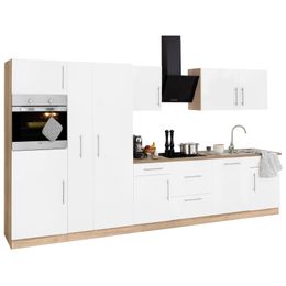 Wiho-K&uuml;chen K&uuml;chenzeile WIHO K&Uuml;CHEN "Cali", wei&szlig; (k&uuml;che: braun, korpus: sonoma eiche nachbildung, arbeitsplatte: sonoma eiche nachbildung), B:360cm T:60cm, Komplettk&uuml;chen-Sets, K&uuml;chenzeile, ohne E-Ger&auml;te, Breite 360 cm