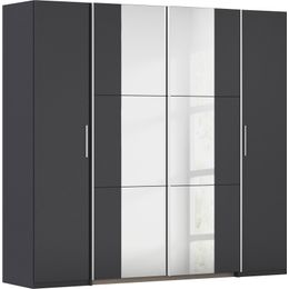 Schwebet&uuml;renschrank Rauch "Kleiderschrank Dreht&uuml;renschrank Schrank Garderobe KRONACH", grau (graumetallic, griffleisten alu, mit 2 spiegel), B:225cm H:210cm T:59cm, Holzwerkstoff, Schr&auml;nke, Schwebet&uuml;renschrank, Kombischrank optional mit 1 oder 2 Spiegel viele B&ouml;den MADE IN GERMANY