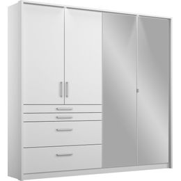 Dreht&uuml;renschrank Rauch "Kleiderschrank Schrank Garderobe Garderobenschrank HOMBURG", wei&szlig; (alpinwei&szlig;, hochglanz wei&szlig;), B:181cm H:197cm T:54cm, Holzwerkstoff, Schr&auml;nke, Dreht&uuml;renschrank, inkl. Passepartout, oberer Schubkasten mit Einteilung MADE IN GERMANY