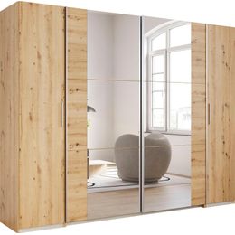 Schwebet&uuml;renschrank Rauch "Kleiderschrank Dreht&uuml;renschrank Schrank Garderobe KRONACH", braun (eiche artisan, griffleisten alu, mit 2 spiegel), B:268cm H:210cm T:59cm, Holzwerkstoff, Schr&auml;nke, Schwebet&uuml;renschrank, Kombischrank optional mit 1 oder 2 Spiegel viele B&ouml;den MADE IN GERMANY