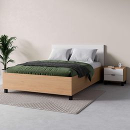 Bett VOX "SIMPLE, sehr strapazierf&auml;hig, hydraulischer Bettkasten oder Schublade", eiche, wei&szlig;, wei&szlig;, B:145cm H:119,6cm L:204,4cm, Betten, Bett, extrem hohe Belastbarkeit, robust und stilvoll, made in EU