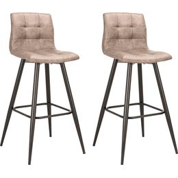 Barhocker ByLiving "Simone", braun, B:40cm H:103cm T:51cm, 100% Polyester, Hocker, Barhocker, 2er Set, Vintage braun oder Webstoff anthrazit