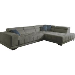 Ecksofa DIE PLANBAR "MP-IN15053 L-Form breiter Schenkel", grau (forest), B:323cm H:75cm T:222cm, 88% Polyester; 12% Polyamid, Sofas, Ecksofa, mit Kopfteilverstellung, wahlweise mit manueller Vorziehbank