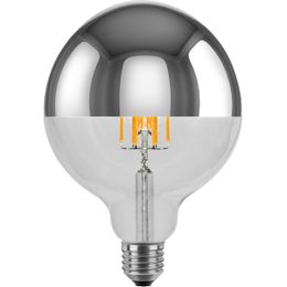Segula LED-Leuchtmittel "LED Globe 125 Spiegelkopf Gold", Energieeffizienz: F (A-G), silber (silberfarben), L:18cm &Oslash;:12,5cm, Leuchtmittel, dimmbar, E27, Globe 125 Spiegelkopf, 2700K