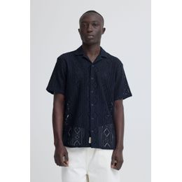 Kurzarmhemd Blend "BHAkon", Herren, Gr. M, US-Gr&ouml;&szlig;en, salute, 89% Baumwolle, 11% Polyester, gemustert, Basic normal, V-Ausschnitt, gerader Abschluss, Hemden, Sommerliches Kurzarmhemd mit Lochstrickmuster
