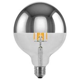 Segula LED-Leuchtmittel "LED Globe 125 Spiegelkopf Gold", Energieeffizienz: F (A-G), silber (silberfarben), L:18cm &Oslash;:12,5cm, Leuchtmittel, dimmbar, E27, Globe 125 Spiegelkopf, 2700K