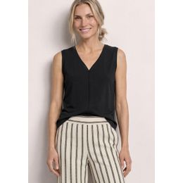 Tr&auml;gertop Street One, Damen, Gr. 34, schwarz, Stoff, 94% Viskose, 6% Elasthan, unifarben, comfort fit normal, V-Ausschnitt, Rippb&uuml;ndchen, Tops Tr&auml;gertop, mit V-Ausschnitt