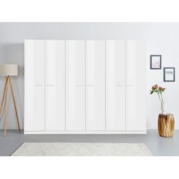 Dreht&uuml;renschrank Rauch "Kleiderschrank Schrank Garderobe OTELI inkl. Inneneinteilung", wei&szlig; (alpinwei&szlig;, hochglanz wei&szlig;), B:271cm H:210cm T:54cm, Holzwerkstoff, Schr&auml;nke, Dreht&uuml;renschrank, mit zus&auml;tzlichen Einlegeb&ouml;den, optional mit Spiegel MADE IN GERMANY