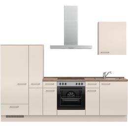 K&uuml;chenzeile Nobilia "Laser I", NEU: individuell anpassbar mit gratis Profi-Beratung", beige (k&uuml;che: natur, korpus: sandfarben, arbeitsplatte: eiche havanna nachbildung), B:270,3cm H:216,6cm T:60cm, Komplettk&uuml;chen-Sets, K&uuml;chenzeile, vormontiert, 270 cm breit, optional mit verschiedenen E‑Ger&auml;te-Sets