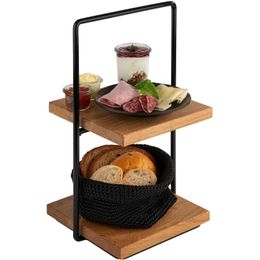 Etagere APS "Perfecto", braun (braun, schwarz), B:20cm H:40,5cm L:23cm, Holzwerkstoff, Metall, Servierplatten, Etagere, vielseitige Nutzung m&ouml;glich, 2-stufig