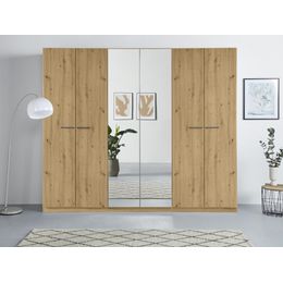 Dreht&uuml;renschrank Rauch "Kleiderschrank Schrank Garderobe OTELI inkl. Inneneinteilung", braun (eiche artisan), B:271cm H:229cm T:54cm, Holzwerkstoff, Schr&auml;nke, Dreht&uuml;renschrank, mit zus&auml;tzlichen Einlegeb&ouml;den, optional mit Spiegel MADE IN GERMANY