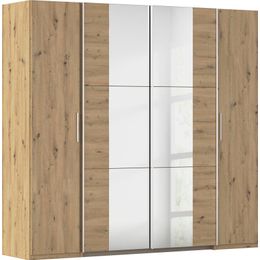 Schwebet&uuml;renschrank Rauch "Kleiderschrank Dreht&uuml;renschrank Schrank Garderobe KRONACH", braun (eiche artisan, griffleisten alu, mit 2 spiegel), B:225cm H:210cm T:59cm, Holzwerkstoff, Schr&auml;nke, Schwebet&uuml;renschrank, Kombischrank optional mit 1 oder 2 Spiegel viele B&ouml;den MADE IN GERMANY