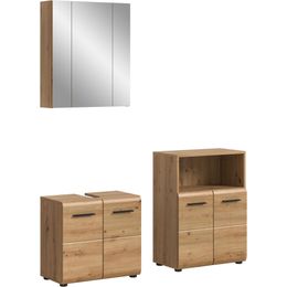 Badm&ouml;bel-Set Welltime "FLORENZ, 3-teilige Badkombination, hochwertige MDF-Front", artisan oak nb, B:135cm H:185cm T:30cm, Holzwerkstoff, MDF, Kastenm&ouml;bel-Sets, Badm&ouml;bel-Set, Bad-Kombination, Bad-M&ouml;bel, Badezimmer, Kombination, Kombi