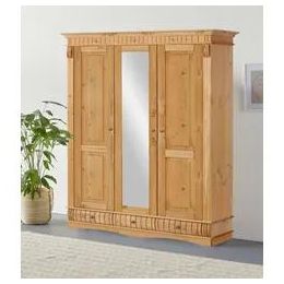 Kleiderschrank OTTO HOME "Teresa", natur, B:156,4cm H:193cm T:59,6cm, Massivholz, Schr&auml;nke, Kleiderschrank, 3 T&uuml;ren, aus massiver Kiefer, Breite 152 cm, mit Spiegel, FSC