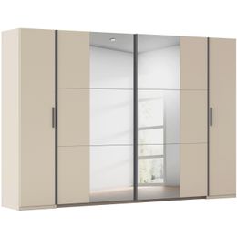 Schwebet&uuml;renschrank Rauch "Kleiderschrank Dreht&uuml;renschrank Schrank Garderobe KRONACH", champagner, griffleisten grau, mit 2 spiegel, B:311cm H:210cm T:59cm, Holzwerkstoff, Schr&auml;nke, Schwebet&uuml;renschrank, Kombischrank optional mit 1 oder 2 Spiegel viele B&ouml;den MADE IN GERMANY