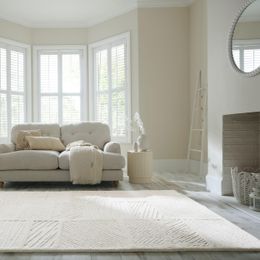 Teppich FLAIR RUGS "SCULPTURED BLOCKS", wei&szlig;, B:140cm H:14mm L:200cm, Oberfl&auml;che: 67% Wolle, 33% Polyester. R&uuml;ckseite: 47% Baumwolle, 32% Polyester, 21% Viskose, Teppiche, Teppich