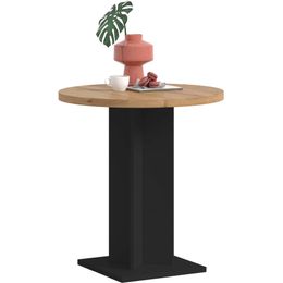 Esstisch Home Affaire "GERO, 70x76x70 cm, mit S&auml;ulengestell, runde Tischplatte", schwarz, artisan eiche nachbildung, H:76cm, Tische, Esstisch, Tisch, Esstisch, Esszimmer, Esszimmertisch, K&uuml;chetisch, Bartisch