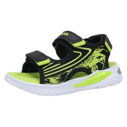 Sandale Kangaroos "K-SLS GOBLIN", M&auml;dchen, Gr. 25, raven, lime, Synthetik, Schuhe Sandale, f&uuml;r Alltag, mit Blinkfunktion, mit Klettverschluss