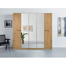 Dreht&uuml;renschrank Rauch "Kleiderschrank Schrank Garderobe OTELI inkl. Inneneinteilung", braun (eiche artisan), B:226cm H:210cm T:54cm, Holzwerkstoff, Schr&auml;nke, Dreht&uuml;renschrank, mit zus&auml;tzlichen Einlegeb&ouml;den, optional mit Spiegel MADE IN GERMANY
