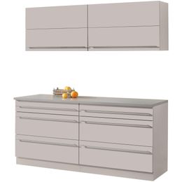 Wiho-K&uuml;chen K&uuml;che WIHO K&Uuml;CHEN "Chicago", wei&szlig; (k&uuml;che: natur, korpus: cashmerefarben, arbeitsplatte: canvas grau), B:180cm, Komplettk&uuml;chen-Sets, ohne E-Ger&auml;te, Gesamtbreite 180 cm