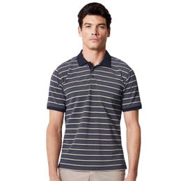 Poloshirt Casamoda "Casamoda Polo-Shirt gestreift", Herren, Gr. L, blau (graues dunkelblau), 50% Baumwolle, 50% Polyester, Shirts