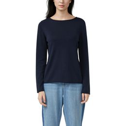 Strickpullover s.Oliver, Damen, Gr. 38, navy, Strick, Obermaterial: 100% Baumwolle, unifarben, normal h&uuml;ftbedeckend, U-Boot-Ausschnitt, Pullover Strickpullover, mit U-Boot-Ausschnitt