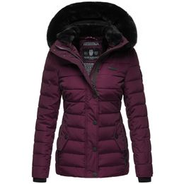 Steppjacke Navahoo "Milianaa", Damen, Gr. S (36), lila (aubergine), Oberstoff: 100% Polyester. Futter: 100% Polyester. Wattierung: 100% Polyester. &Auml;rmelfutter: 100% Polyester. Kunstfell: 100% Polyester, figurbetont Po-bedeckend, hoch geschlossener Ausschnitt, &Auml;rmel ohne &Auml;rmelschlitz Rippstrickb&uuml;ndchen kontrastfarben, Jacken Steppjacke, Edle Winterjacke mit weicher Kunstfell-Kapuze